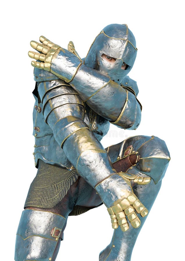Fantasy Knight is Dancing in White Background Close Up View Stock ...