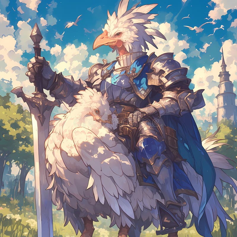 Fantasy Knight and Eagle on a Quest Stock Illustration - Illustration ...