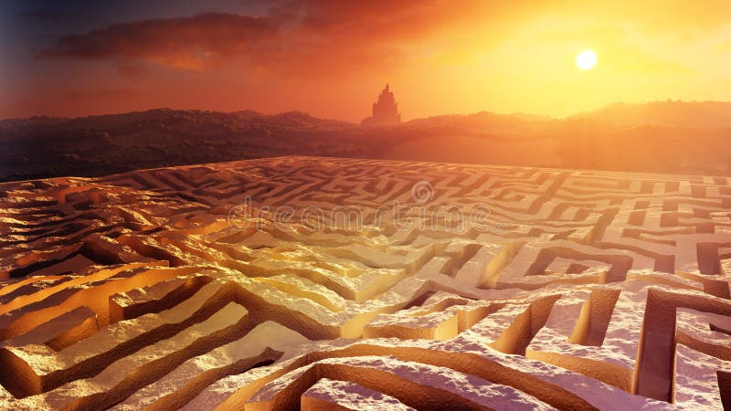 Fairy Tale Castle in the Sunset Stock Illustration - Illustration of ...