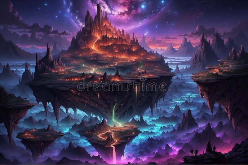 A Fantasy Volcano Land. AI Art Generated Stock Illustration ...