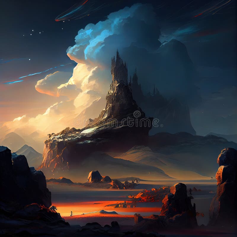 Fantasy Landscape - Ai Generated Stock Illustration - Illustration of ...