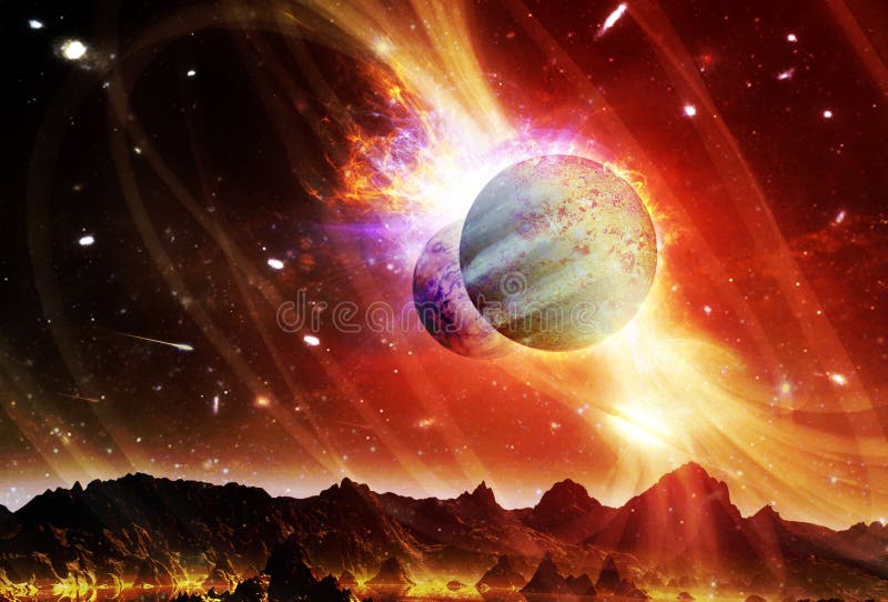 Fantasy Landscape of Alien Planet. Stock Photo - Image of large ...
