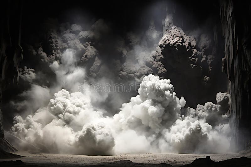 Fantasy Landscape with Big Explosion in the Dark Stock Illustration ...