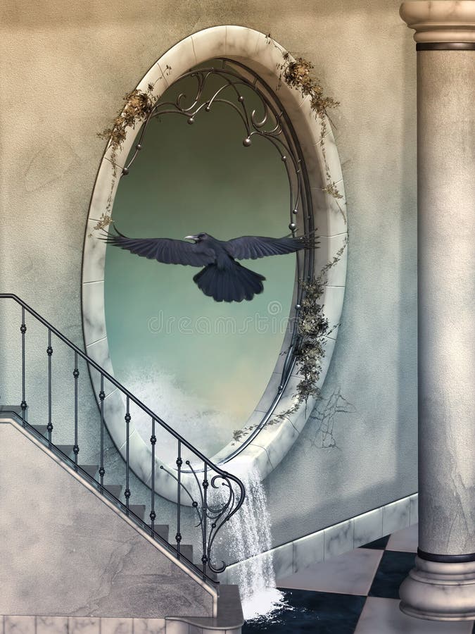 Fantasy balcony stock illustration. Illustration of hand - 18331325