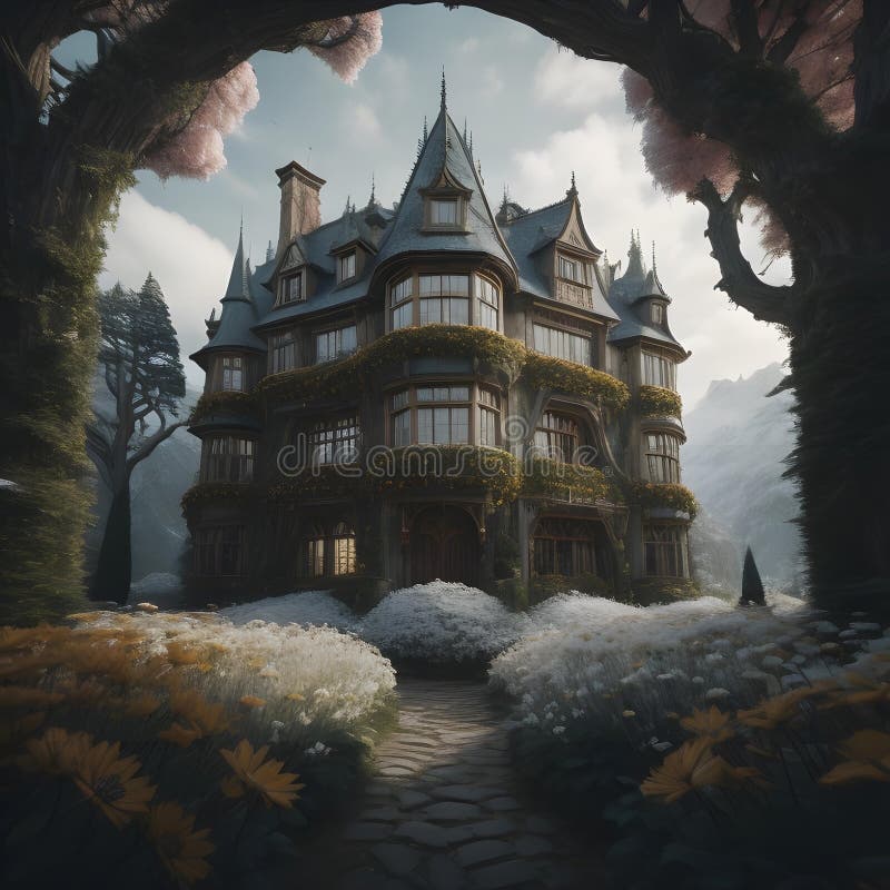 Fantasy Landscape with Fantasy Castle in the Forest. Generative Ai ...