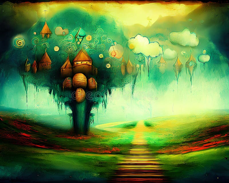 Fantasy Landscape, Generative AI Illustration Stock Illustration ...