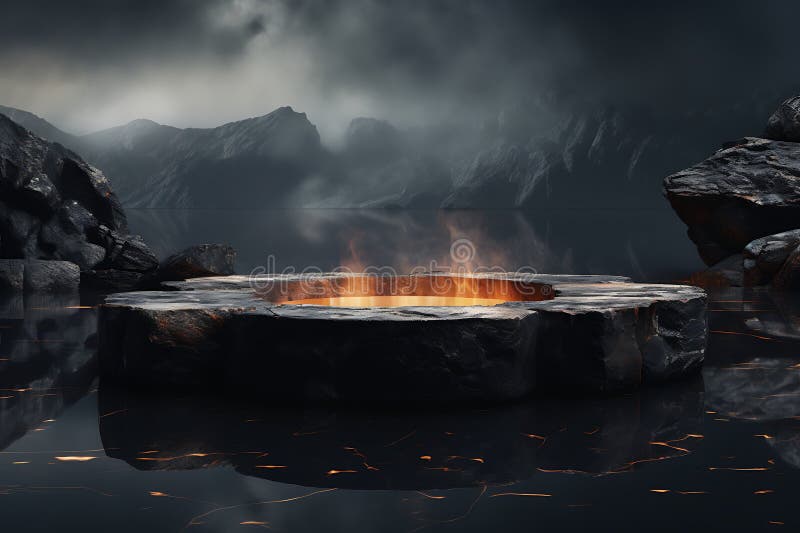 Fantasy Landscape with Fire and Rocks. 3d Render Illustration Stock ...