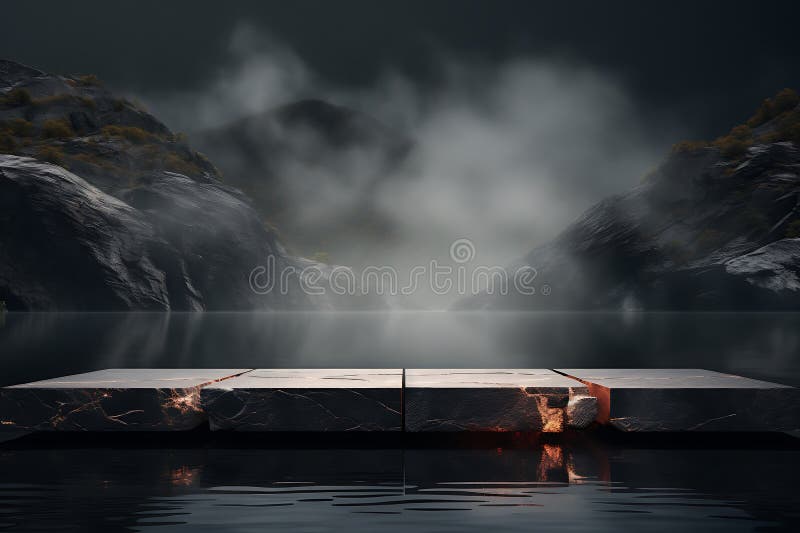 Fantasy Landscape with Fire and Rocks. 3d Render Illustration Stock ...
