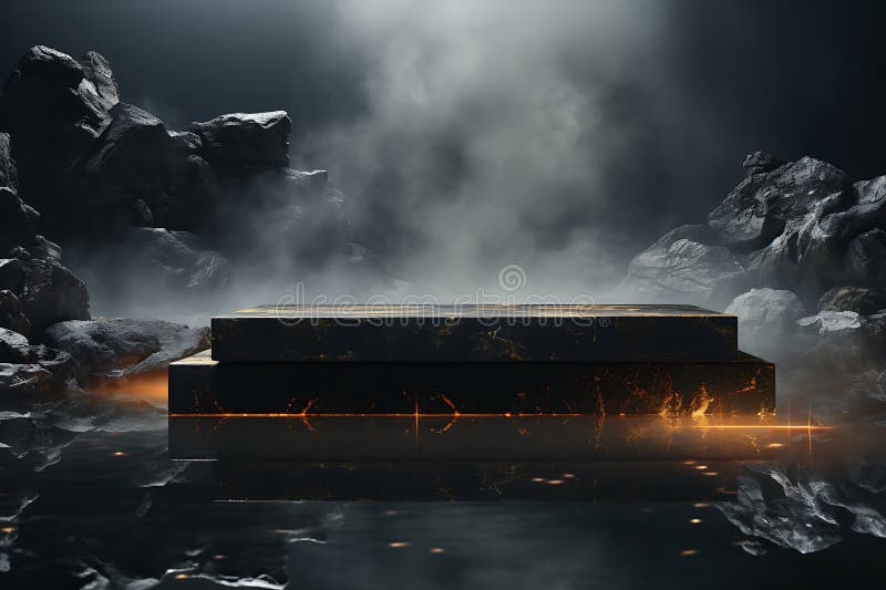 Fantasy Landscape with Fire and Rocks. 3d Render Illustration Stock ...