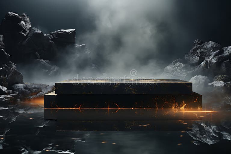 Fantasy Landscape with Fire and Rocks. 3d Render Illustration Stock ...