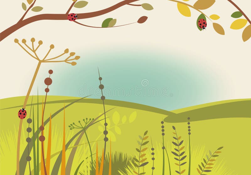 Fantasy Landscape and Ladybugs Stock Vector - Illustration of ladybug ...