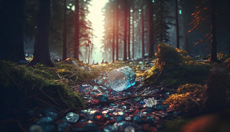 Fantasy Landscape with Magic Crystal Ball in the Forest. 3d Rendering ...