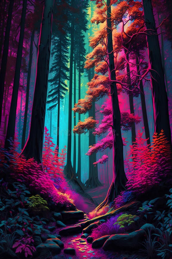 Fantasy Landscape with Magic Forest and River. 3D Illustration Stock ...