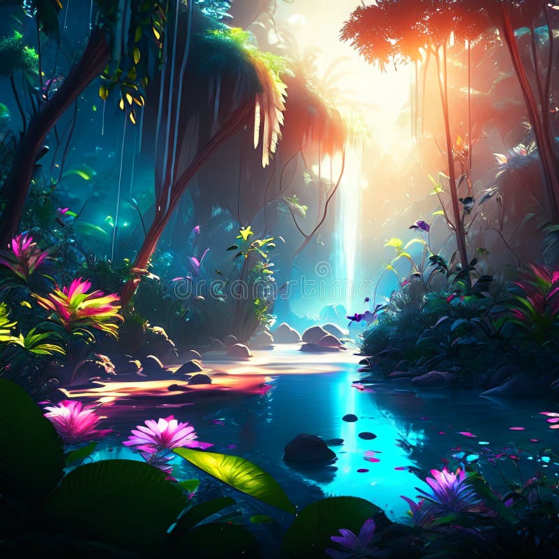 Magic Waterfall in the North of Sweden Stock Illustration ...