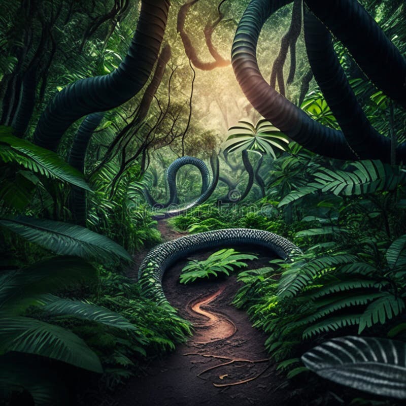 Fantasy Landscape with a Path in the Jungle. 3d Render Generative AI ...