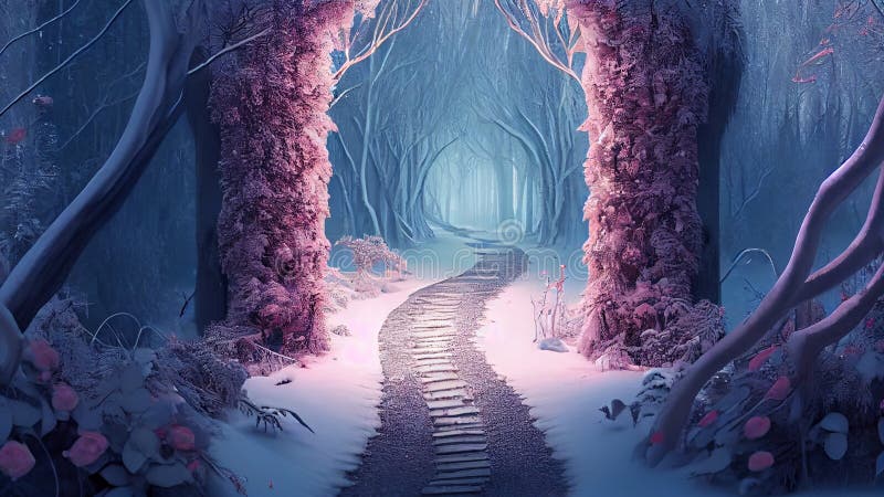 Fantasy Landscape with Pathway in the Forest. Stock Illustration ...