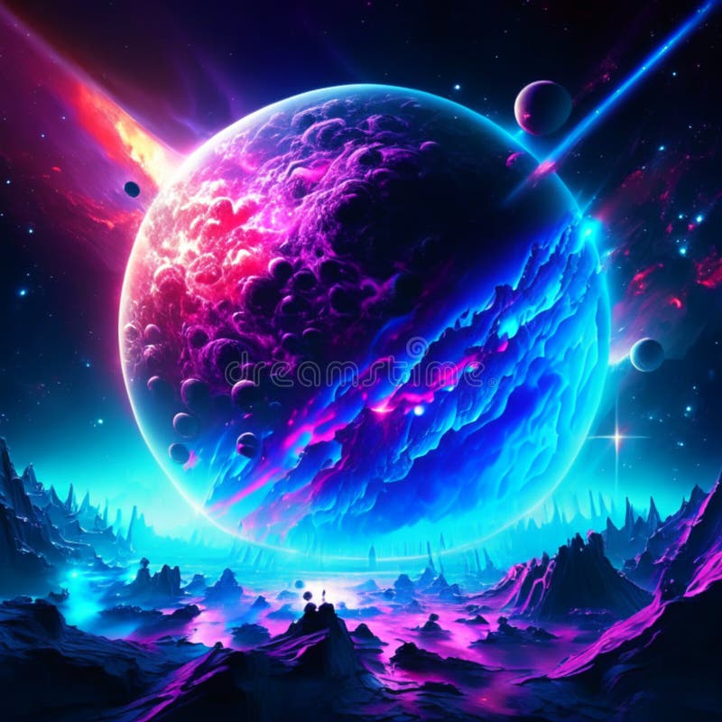 Planets in Space with Stars and Planets. Vector Illustration in Cartoon ... Planets in Space with Stars and Planets. Vector Illustration in Cartoon ...