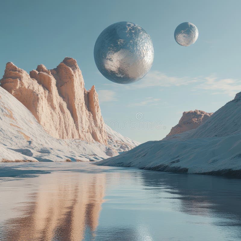 Fantasy Landscape with Planets and Snow. Elements of this Image ...