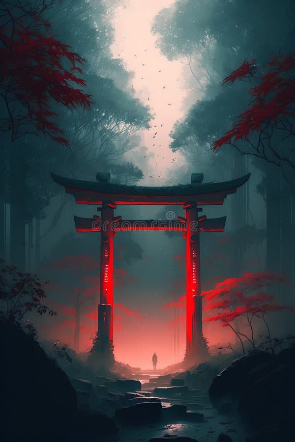 Landscape of Torii Gate in Japan. Vector Illustration in Flat Style AI ...