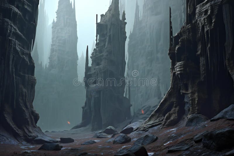 Fantasy Landscape with Sandstone Cliffs in the Forest Stock ...