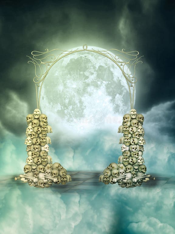 Fantasy landscape stock illustration. Illustration of moon - 49588423