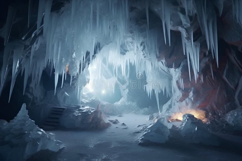 Fantasy Landscape with Stalactites in the Cave. 3d Rendering Stock ...