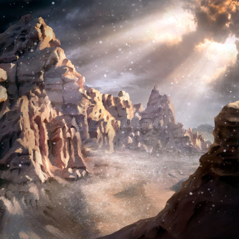 Fantasy Landscape Wilderness with Sandy, High Cliffs and Caves ...