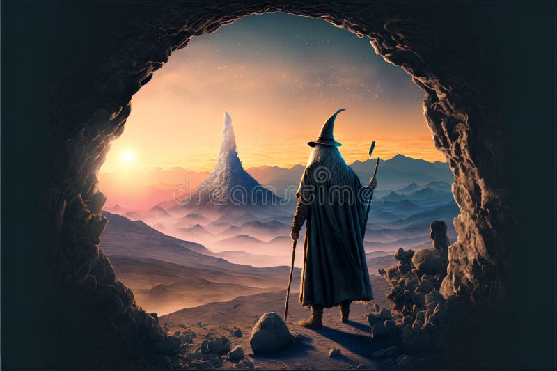 Fantasy Landscape with a Witch in the Cave. 3d Rendering Stock ...