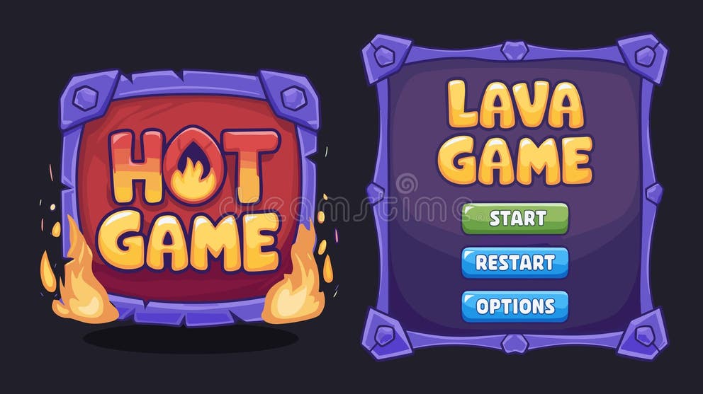 Fantasy Lava Game Button Vector Cartoon Ui Interface Set. Magic ...