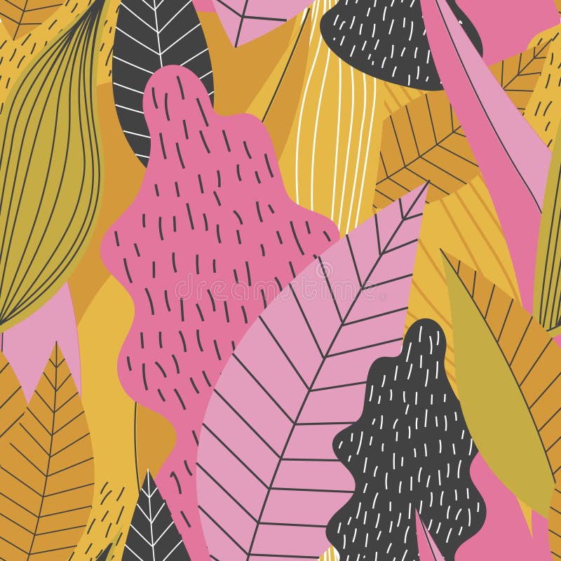 Fantasy Multicolored Leaves Form a Botanical Seamless Pattern for ...