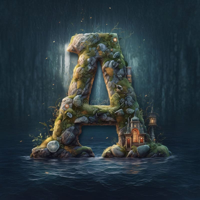 Fantasy Letter a in the Sea. Fantasy Font Stock Illustration ...