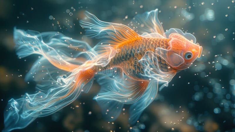 Fantasy Liquid Ink Art of a Beautiful Fish Tattoo Design Stock ...