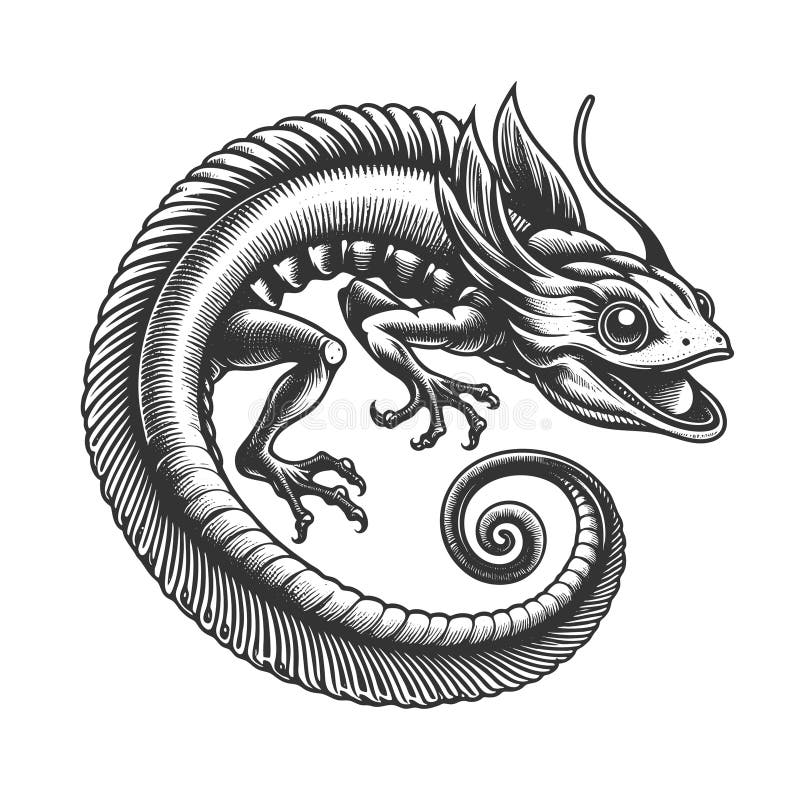 Vintage Engraving of a Surreal Monster in a Suit Stock Illustration ...