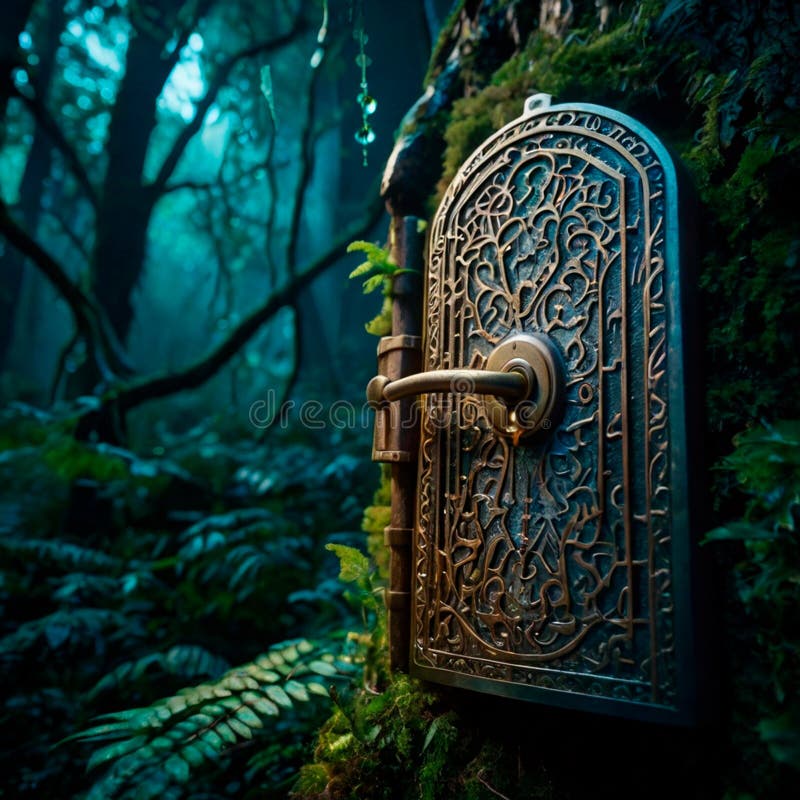 A Detailed Fantasy Lock in an Enchanted Forest. Stock Image - Image of ...