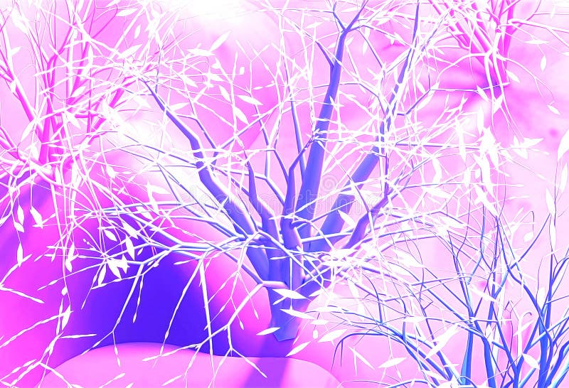 Fantasy Luminous Trees, Purple Color Stock Illustration - Illustration ...