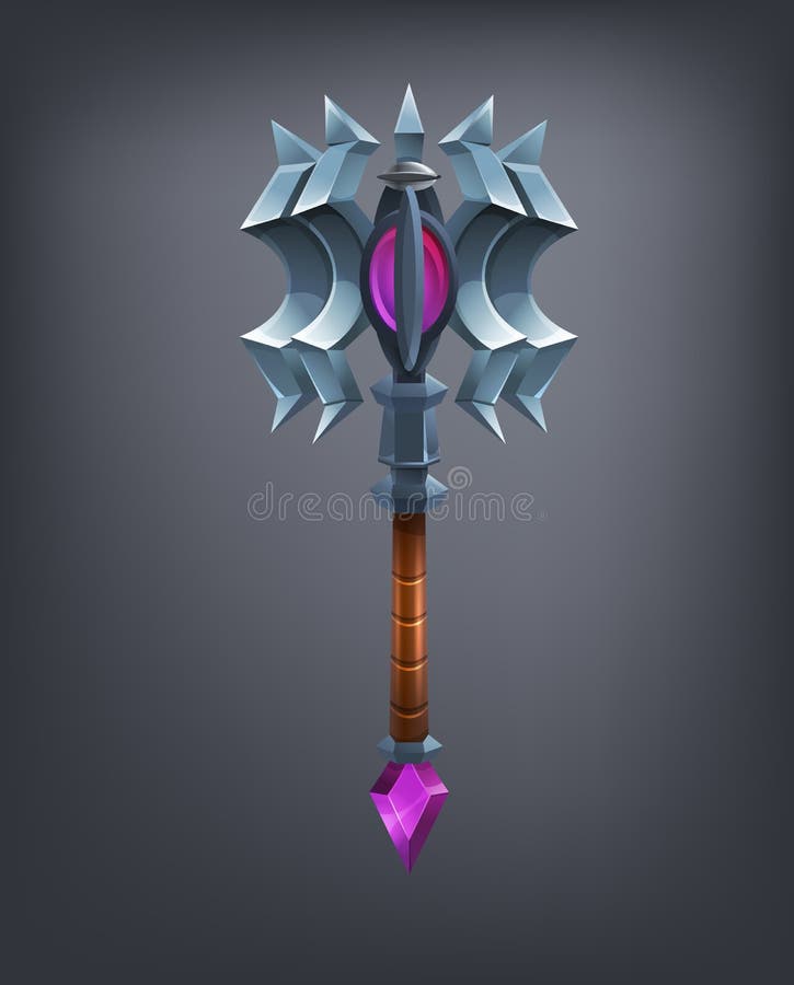 Fantasy Mace Weapon for Game or Cards. Stock Vector - Illustration of ...