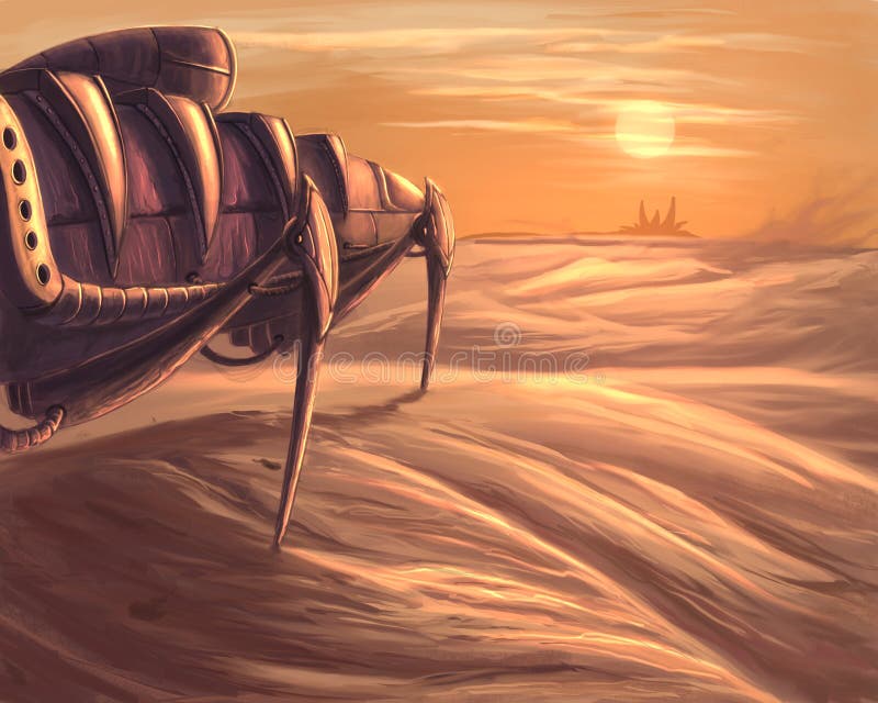 Fantasy Machine in the Desert Stock Illustration - Illustration of ...