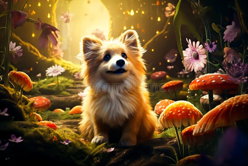 Fantasy Magic Dog in a Fairy, Generative Ai Stock Illustration ...