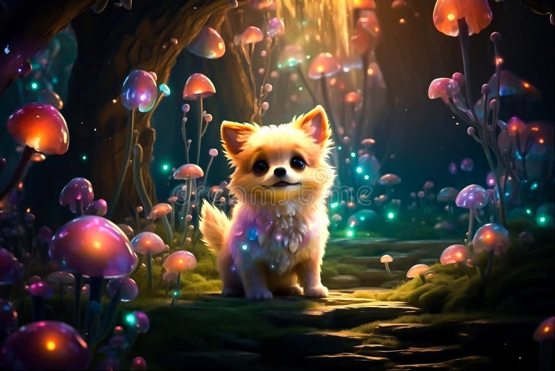 Fantasy Magic Dog in a Fairy, Generative Ai Stock Illustration ...