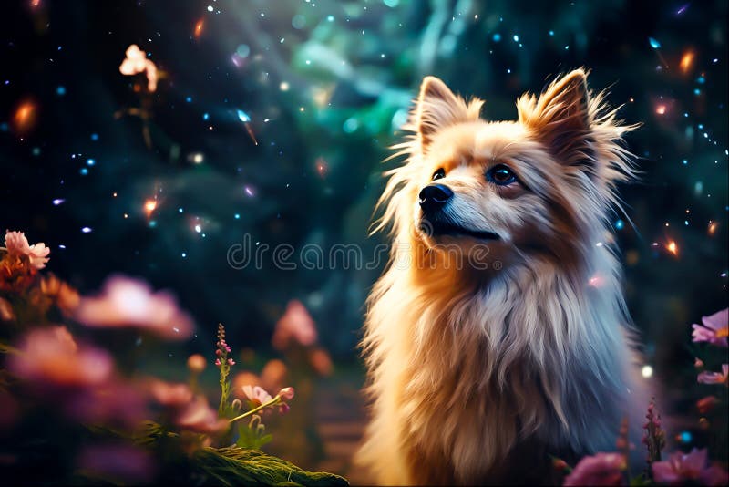 Fantasy Magic Dog in a Fairy, Generative Ai Stock Illustration ...