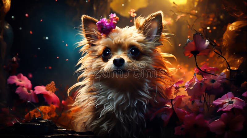 Fantasy Magic Dog in a Fairy, Generative Ai Stock Illustration ...