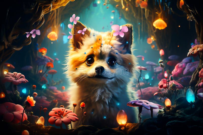 Fantasy Magic Dog in a Fairy, Generative Ai Stock Illustration ...