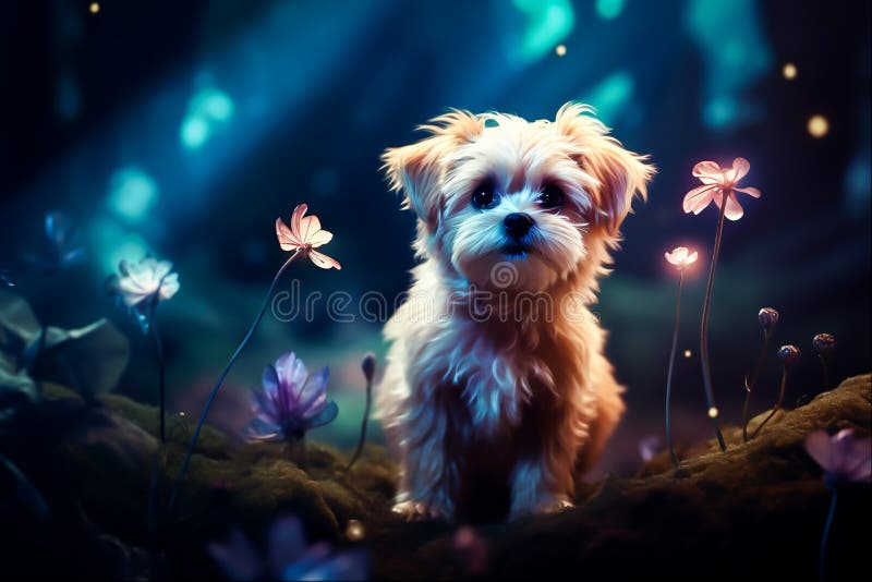 Fantasy Magic Dog in a Fairy, Generative Ai Stock Illustration ...