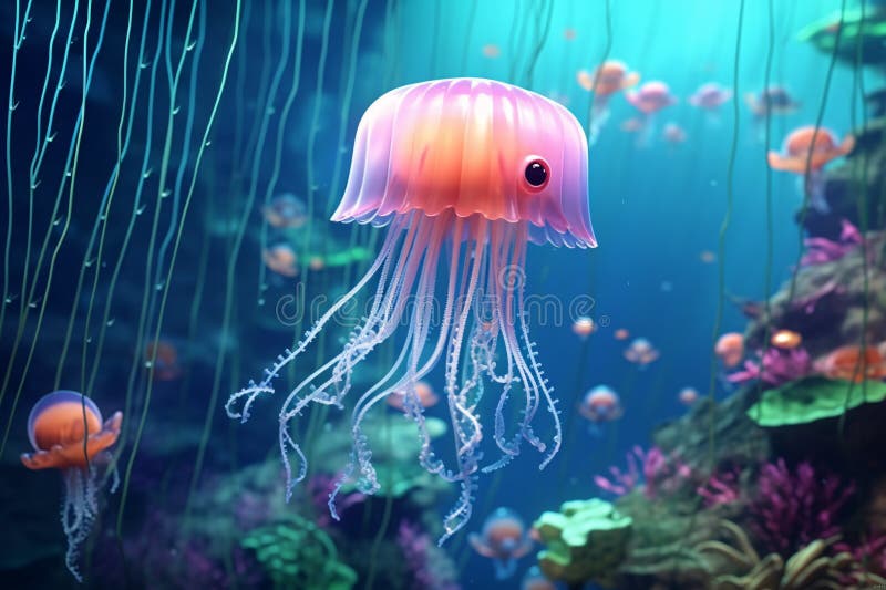 Fantasy Magic Ethereal Jellyfish Enchanted Underwater Ocean Sea. Ai ...
