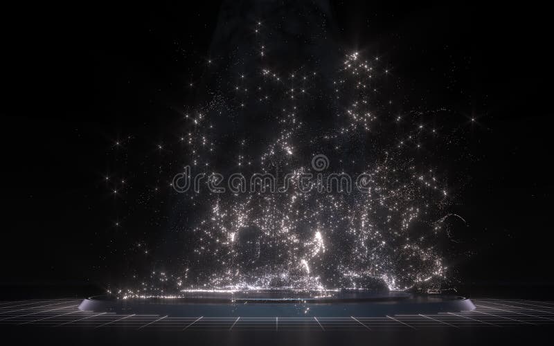 Fantasy Magic Particles with Dark Background, 3d Rendering Stock ...