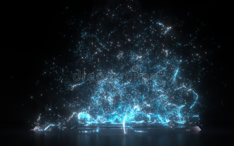 Fantasy Magic Particles with Dark Background, 3d Rendering Stock ...