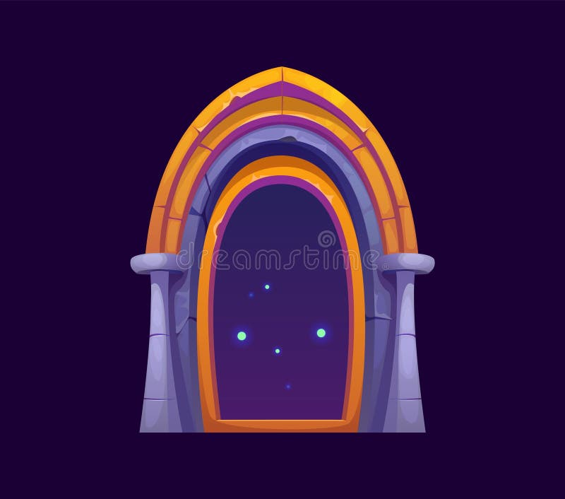 Fantasy Magic Portal Gate Door With Mystical Aura Stock Illustration