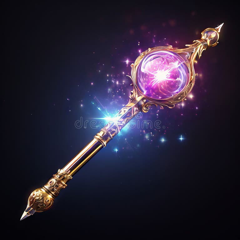 Fantasy Magic Wand, 3d Rendering. Stock Illustration - Illustration of ...