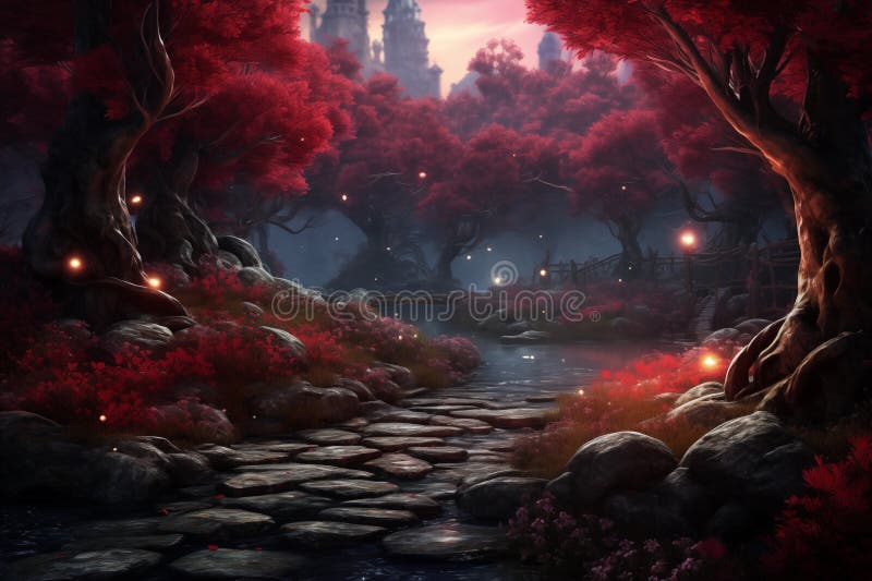 Fantasy Magical Fairy Tale Forest Ai Illustration Stock Image - Image ...