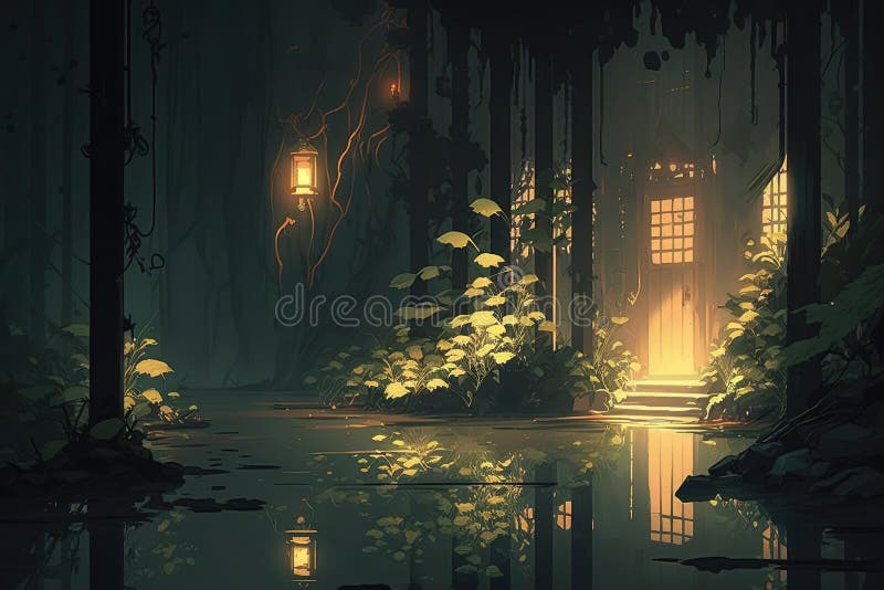 Fantasy Magical Forest Environment Stock Illustration - Illustration of ...